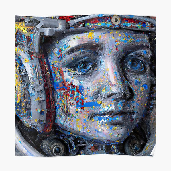 "colorful robot android retro portrait oil painting splatter ...