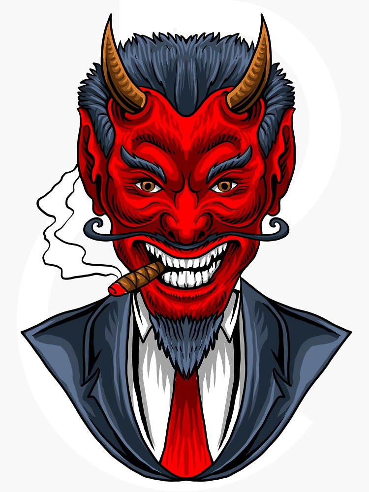 "Smiling Devil Face in Suit" Sticker for Sale by taiwoabbey147 | Redbubble