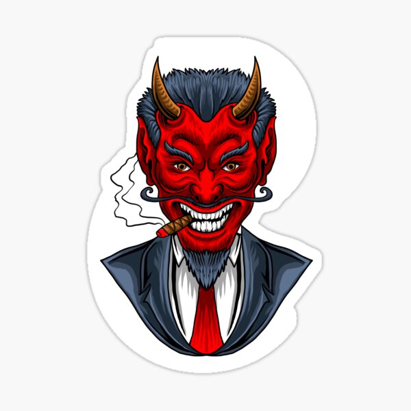 "Smiling Devil Face in Suit" Sticker for Sale by taiwoabbey147 | Redbubble