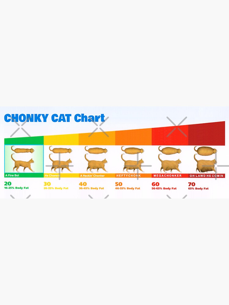 "Fat Chonky Cat Chart Chonk Meme (Oh Lawd He Comin)" Sticker for Sale ...