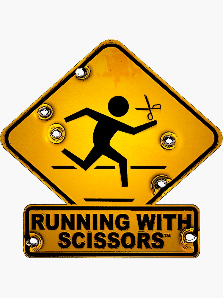 "Running With Scissors" Sticker for Sale by SkinComix | Redbubble