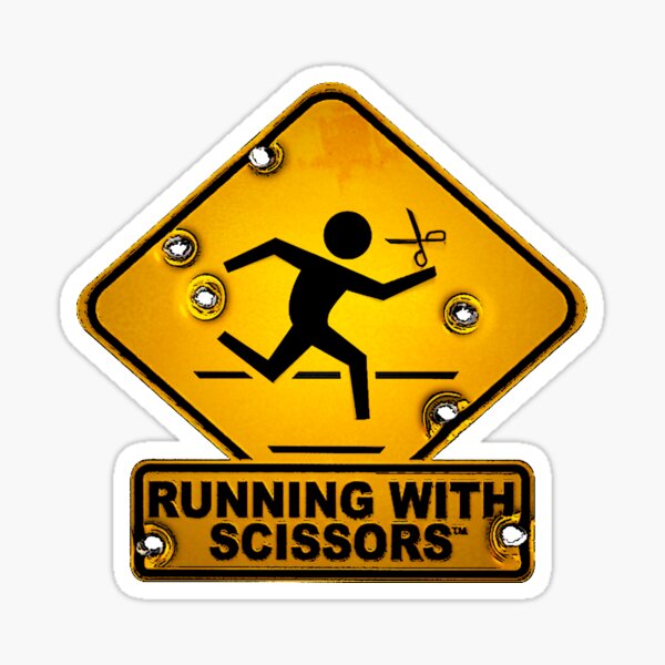 "Running With Scissors" Sticker for Sale by SkinComix | Redbubble