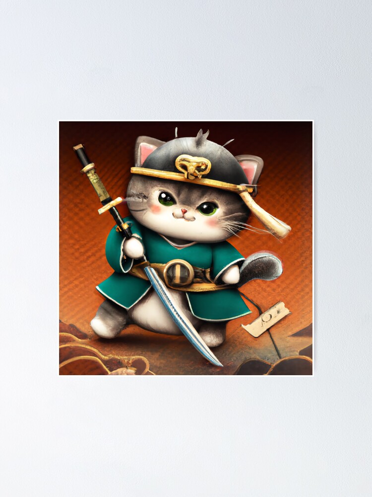 Póster «Gato samurái. Gato ninja rudo. Lindo gatito» de TechPointStyle ...