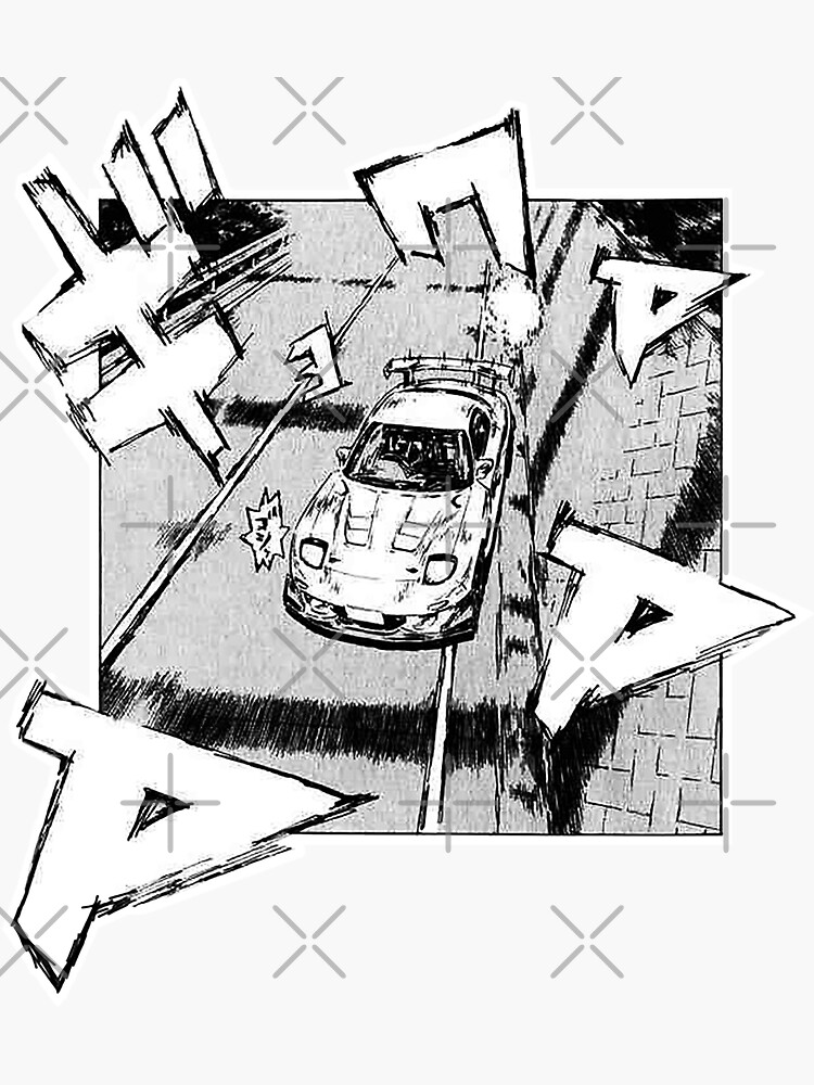 "Initial D - RX-7 Drift Battle Manga Panel" Sticker for Sale by ...