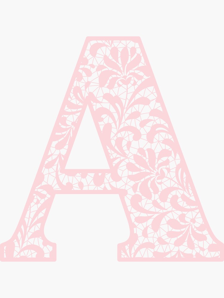 "The Letter A- Light Pink Lace Botanical Monogram" Sticker for Sale by ...