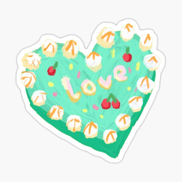 "Cute Green Heart Cake!" Sticker for Sale by MeBrokeStudent | Redbubble
