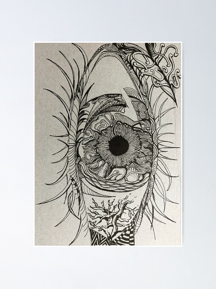 "pen drawn psycho eye zen moments " Poster for Sale by winfredsDesigns ...
