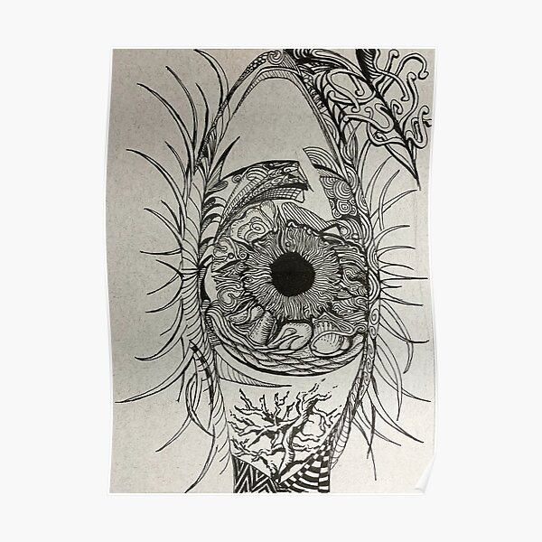 "pen drawn psycho eye zen moments " Poster for Sale by winfredsDesigns ...