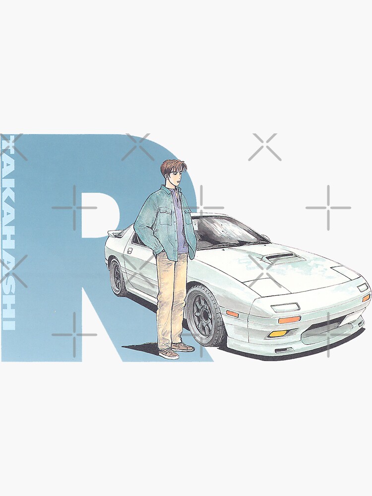 "Initial D - Takahashi Manga Style Mazda FC RX-7" Sticker for Sale by ...