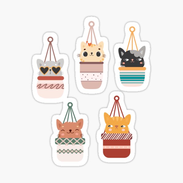 "Hanging Potted Cats" Sticker for Sale by TheAnimalZ00 | Redbubble
