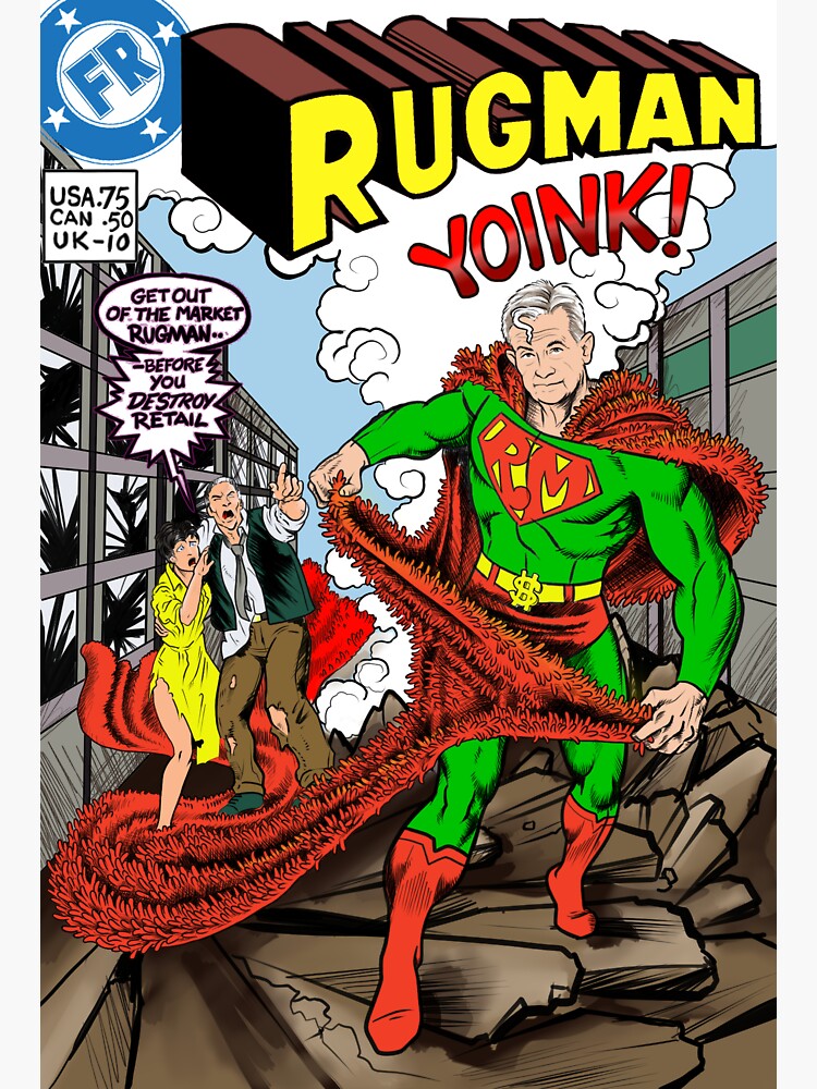 "Rugman to the Rescue" Sticker for Sale by brucefrommert | Redbubble