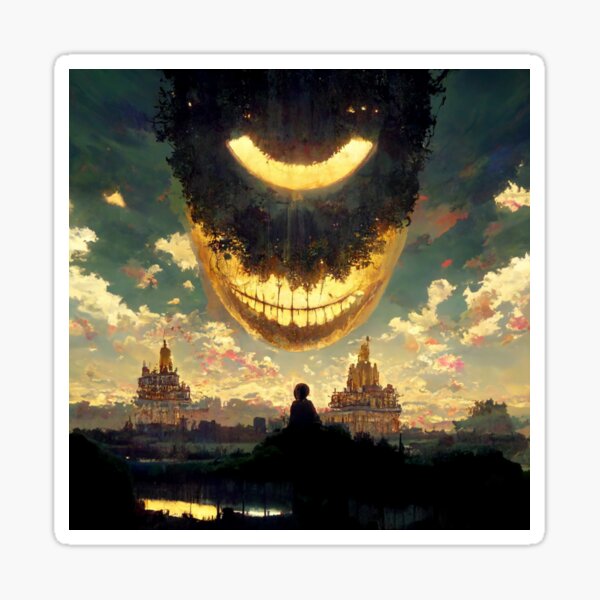 "Divine creepy smile" Sticker for Sale by Daramacus | Redbubble