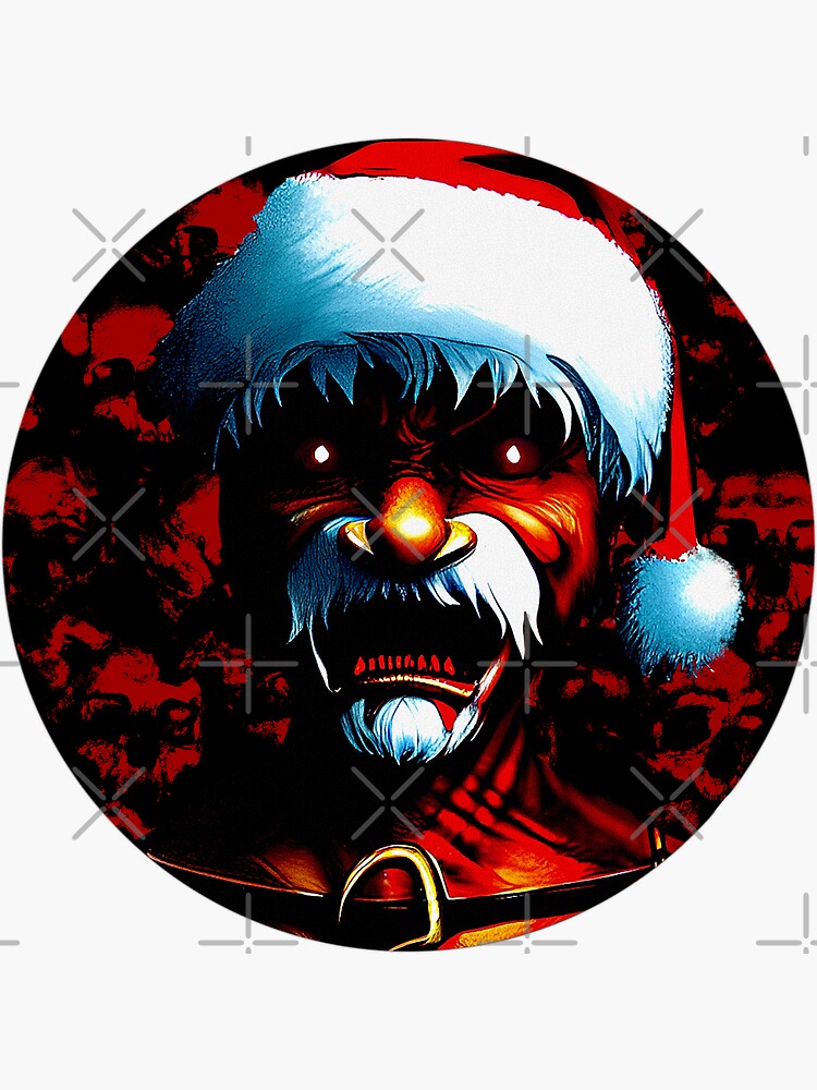 "Evil Santa - Creepy Santa Claus for Creepmas and Gothmas" Sticker for ...