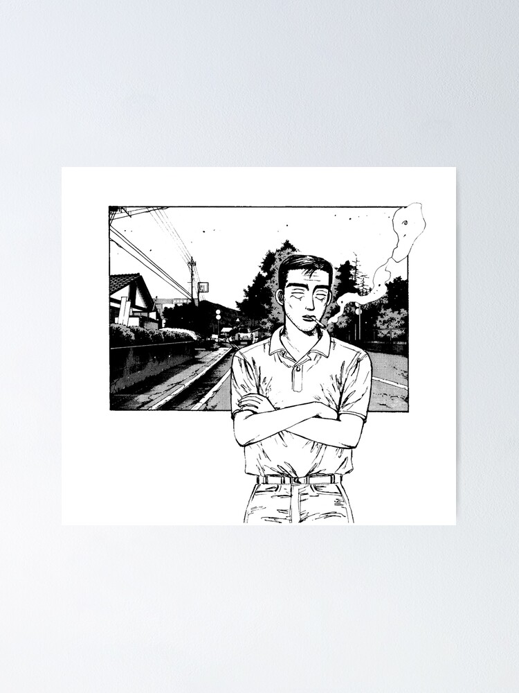 "Initial D - Bunta Smoking Manga Anime Style" Poster for Sale by ...