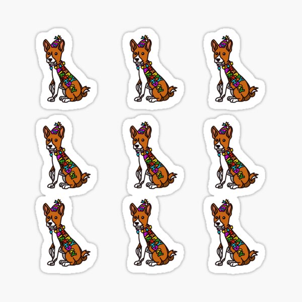 "Basenji happy birthday" Sticker for Sale by Shellsiepup | Redbubble