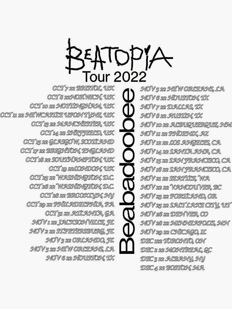 "BEABADOOBEE BEATOPIA TOUR 2022" Sticker for Sale by ginariawi | Redbubble