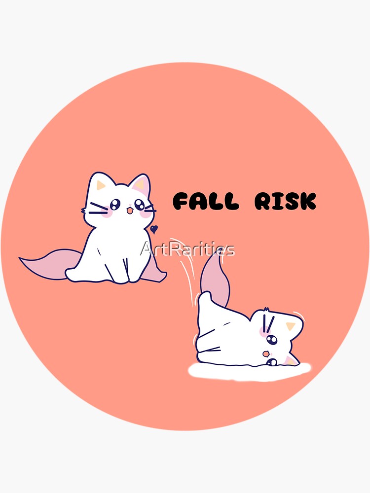 "Fall Risk disability awareness cute cat" Sticker for Sale by ...