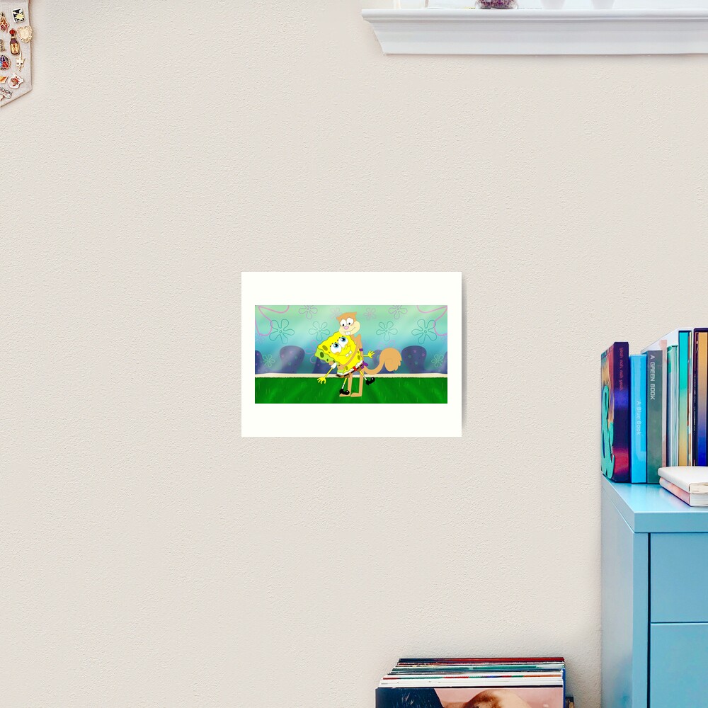 Spongebob And Sandy Hugging Art Print For Sale By Iedasb Redbubble