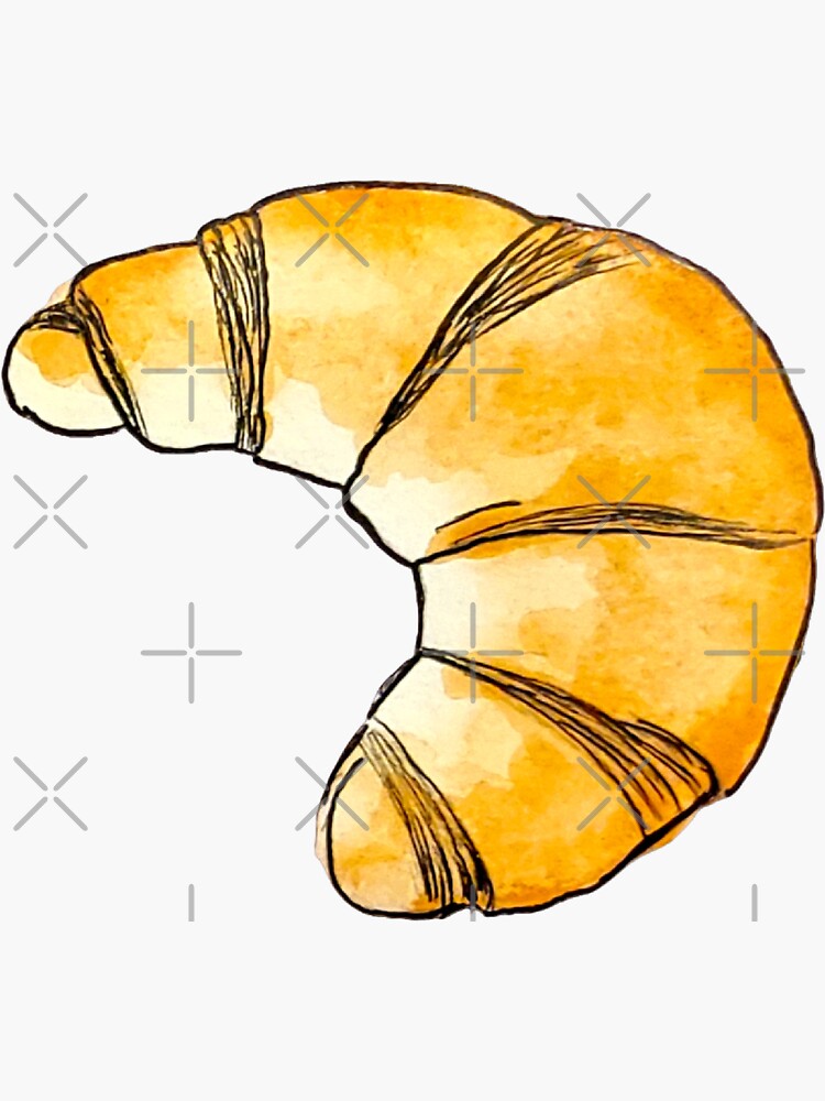 "Croissant watercolor fineliner" Sticker for Sale by Hueyhuesart ...