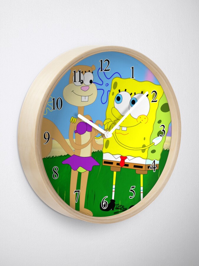 "Spandy SpongeBob x Sandy Cheeks" Clock by iedasb | Redbubble