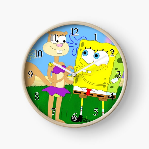 "Spandy SpongeBob x Sandy Cheeks" Clock by iedasb | Redbubble