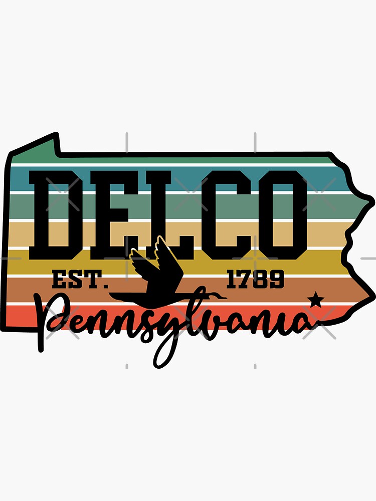 "Delco pennsylvania est 1789" Sticker for Sale by PalashArtZoon | Redbubble
