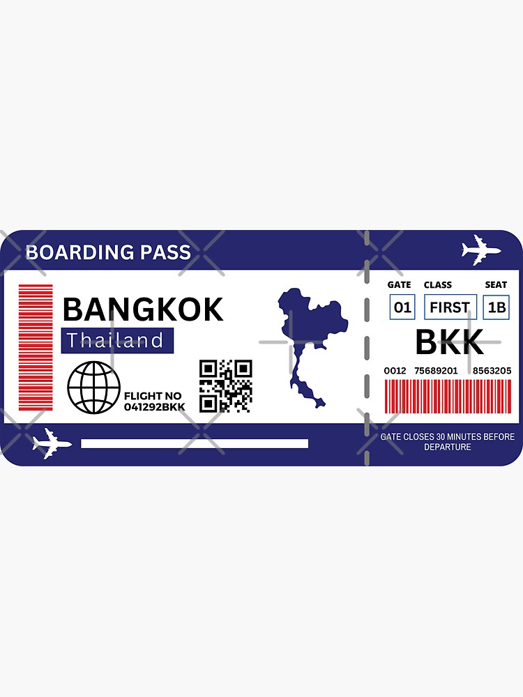 "Bangkok Flight Ticket Boarding Pass Travel" Sticker for Sale by ...