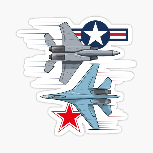 "aircraft f-15 eagle and su-27 flanker" Sticker for Sale by FEISKO ...