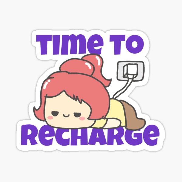 "Time To Recharge (Red Hair)" Sticker for Sale by PinksAndBlues | Redbubble