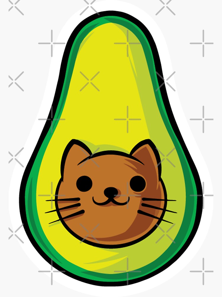 "Cute Kawaii Avocado Cat" Sticker for Sale by StickerBulls | Redbubble