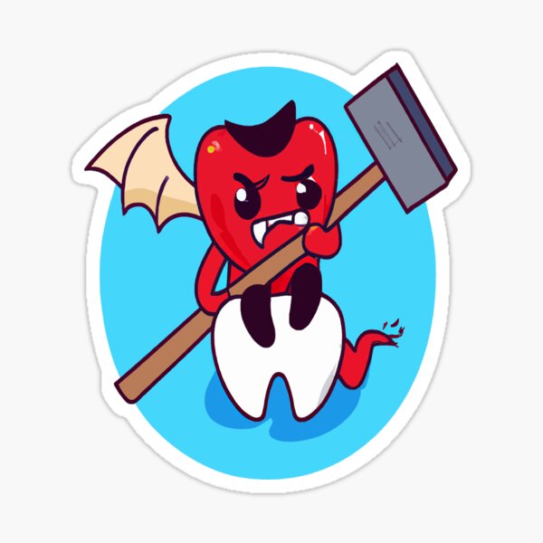 "A Devilish Toothache Cute Little Demon Vector Art" Sticker for Sale by ...