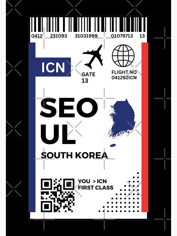 "Seoul Flight Ticket Boarding Pass Travel" Poster for Sale by psm0431 ...