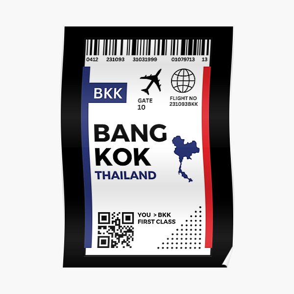 "Bangkok Flight Ticket Boarding Pass Travel" Poster for Sale by psm0431 ...