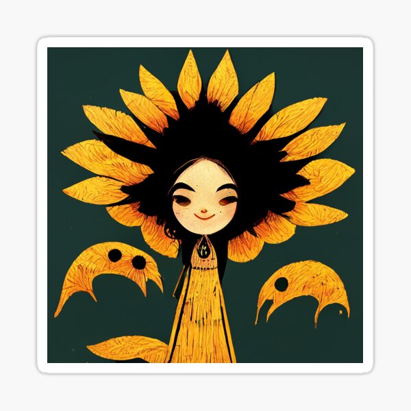 "Sunflower Witch Solarpunk Cartoon Style" Sticker for Sale by ...