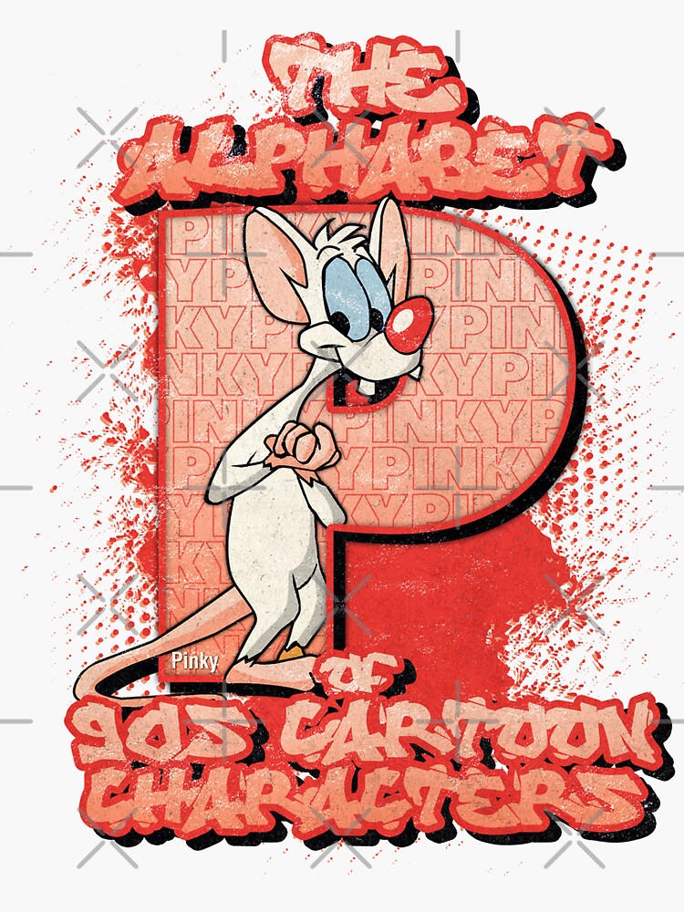 "The Alphabet of 90s Cartoon Characters Letter P is for Pinky" Sticker ...