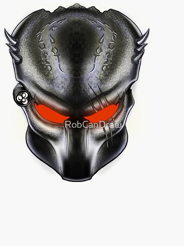 "Predator Mask" Sticker for Sale by RobCanDraw | Redbubble