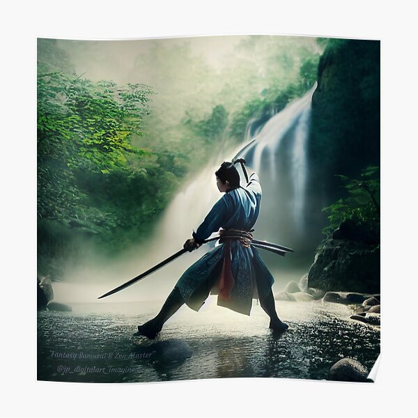 "Fantasy 'Powerful Samurai' & Zen Master" Poster for Sale by ...