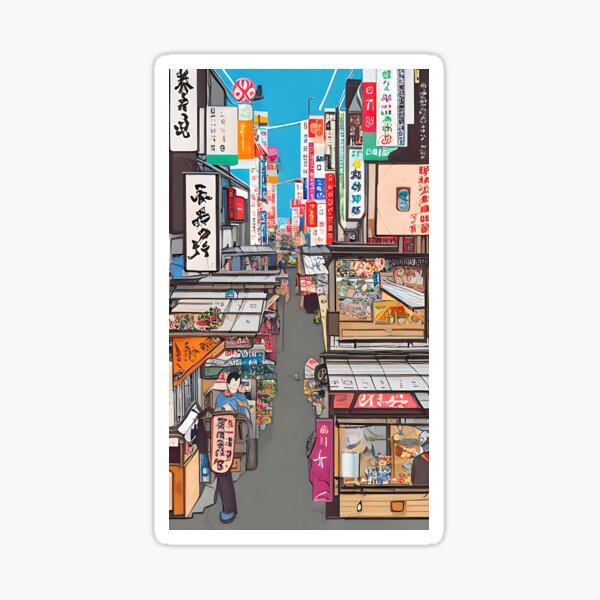 "Japanese street vendors painting " Sticker for Sale by HeyBonnArt ...