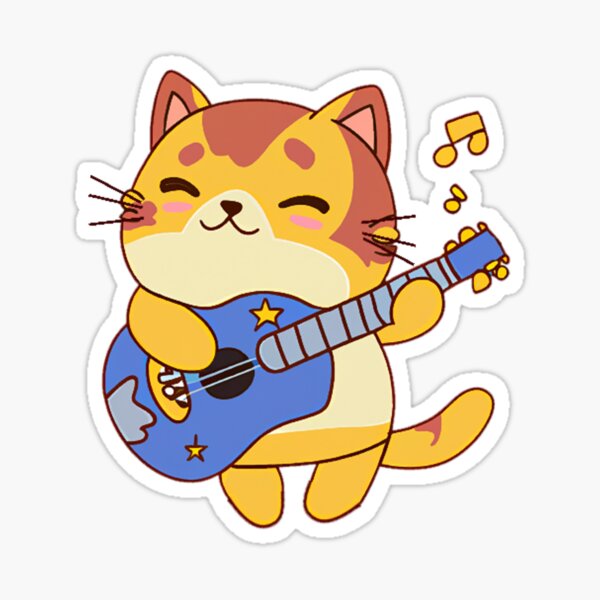 "cute cat playing Guitar" Sticker for Sale by DynastyArt | Redbubble