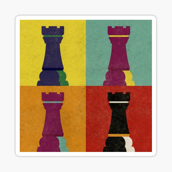 "Chess Board Game Lover Piece Rook Checkmate Pop Art Style" Sticker for ...