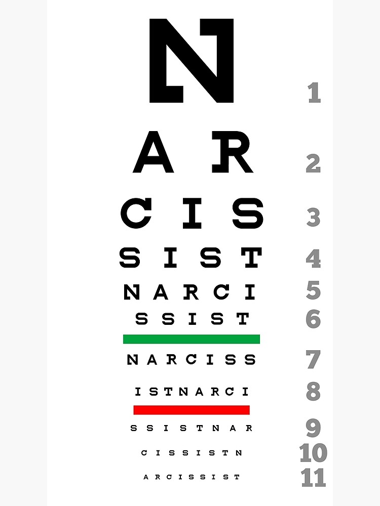 "Narcissist Eye Chart" Greeting Card for Sale by michaelmarcinek ...
