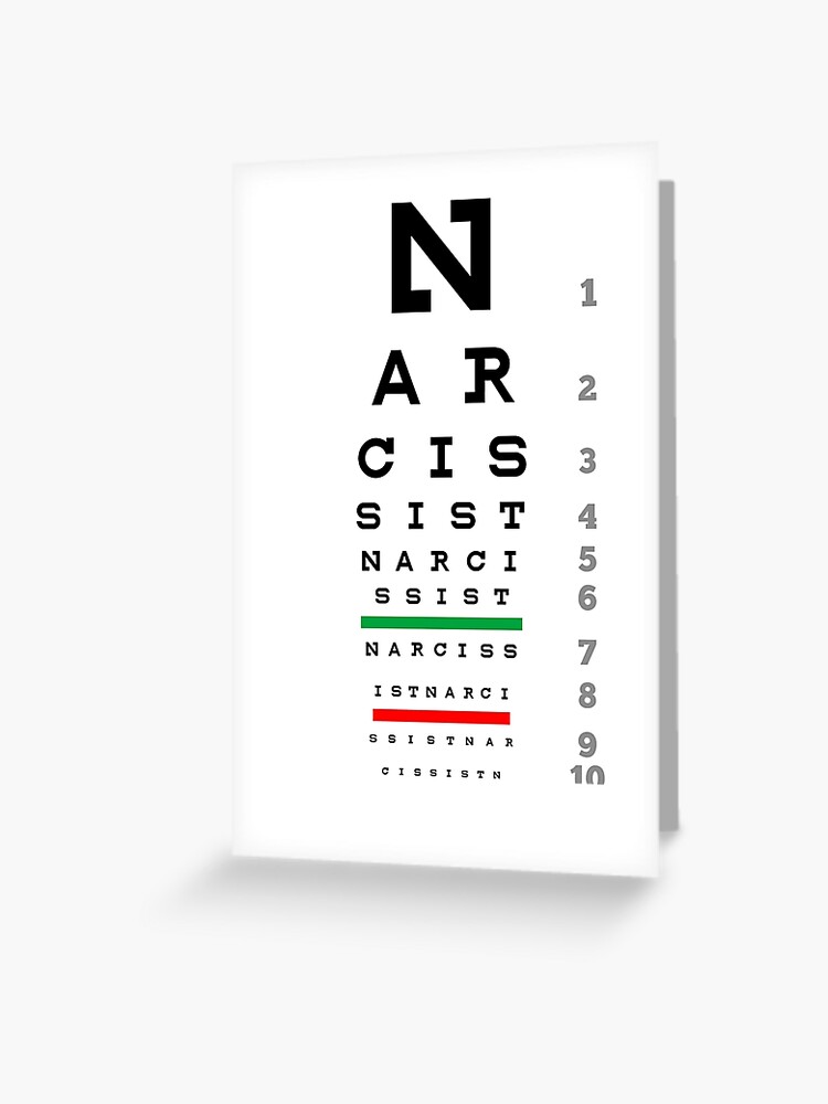 "Narcissist Eye Chart" Greeting Card for Sale by michaelmarcinek ...