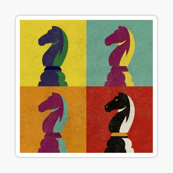 "Chess Board Game Lover Piece Knight Checkmate Pop Art Style" Sticker ...