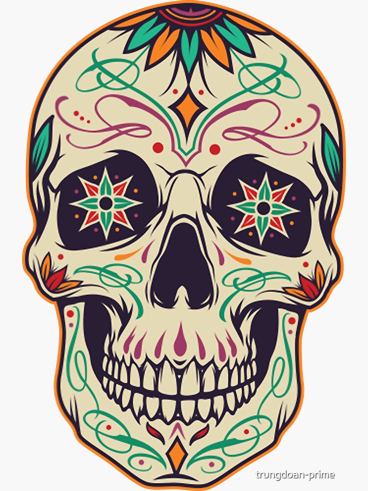 "Skeletor Head Flowers Digital Art Funny Gift Edit" Sticker for Sale by ...
