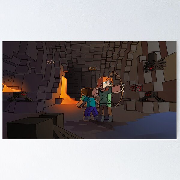 "Minecraft Cave Explorers Steve & Alex" Poster for Sale by Yanay Goor ...