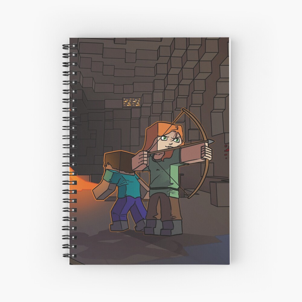 "Minecraft Cave Explorers Steve & Alex" Spiral Notebook for Sale by ...