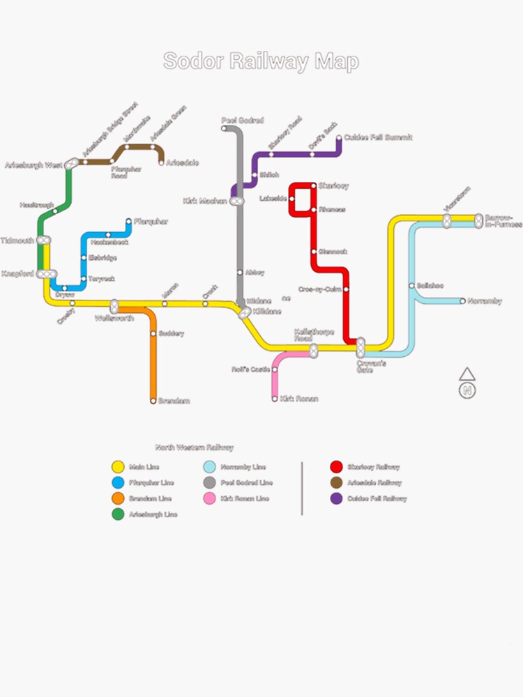 "Sodor Railway Map - TTC Style, Dark " Sticker for Sale by KazuNomura ...