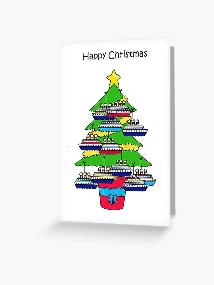 "Happy Christmas Tree Decorated with Cruise Ship Baubles" Greeting Card ...