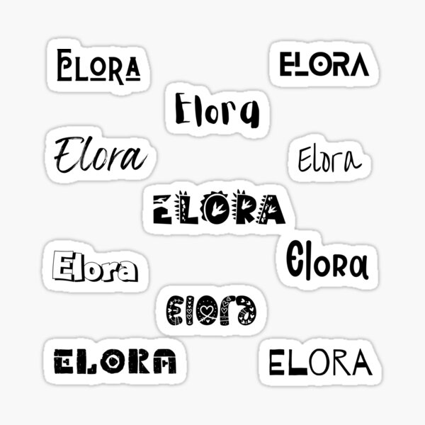 "Elora In 10 different fonts" Sticker for Sale by magleen | Redbubble