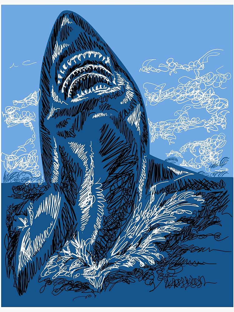 "shark attack sketch" Poster for Sale by BananaPrints | Redbubble
